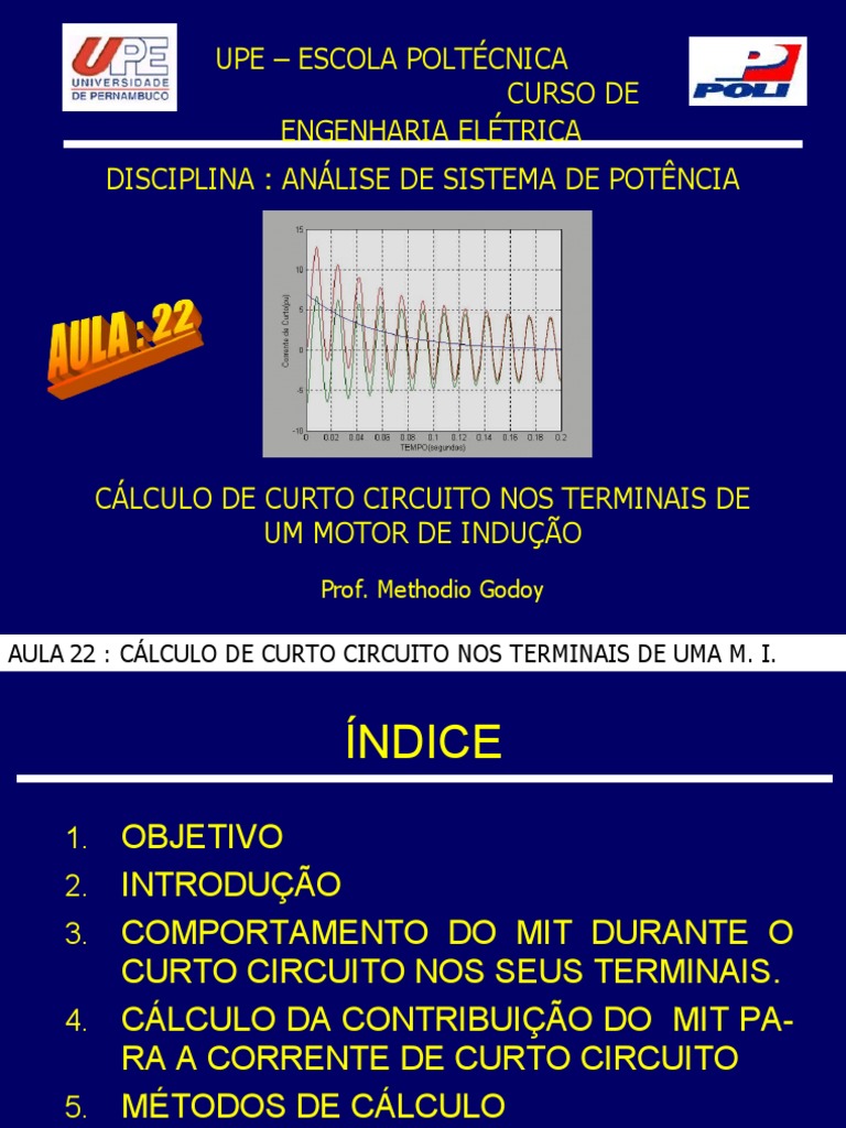 Aula 22 - Cálculo de Curto Circuito Nos Terminais de Um M.I. R1.2 | PDF | Engenharia Mecânica ...