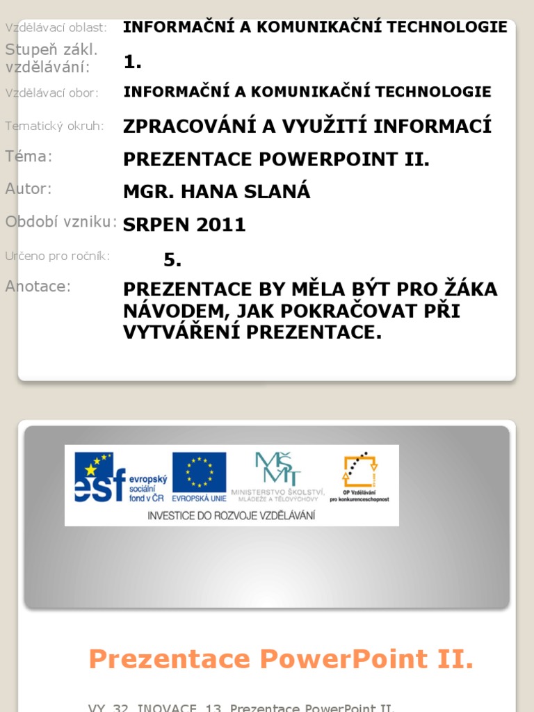 Vy 32 Inovace 13 Prezentace Powerpoint Ii. | PDF