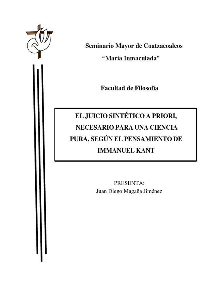 El juicio sintético a priori necesario para una ciencia pura según el ...