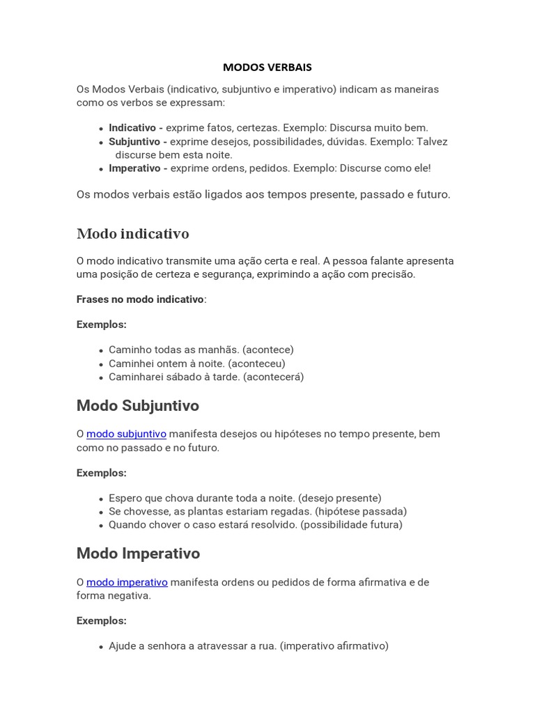 Modos Verbais | PDF