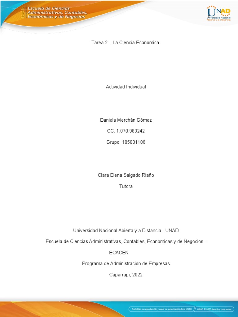 Daniela Merchan - Tarea 2 | PDF | Ciencias económicas | Inflación