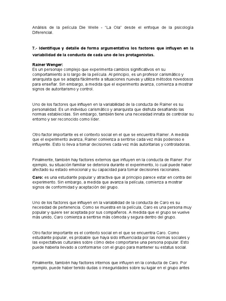 Análisis de La Película Die Welle | PDF | Salud y bienestar