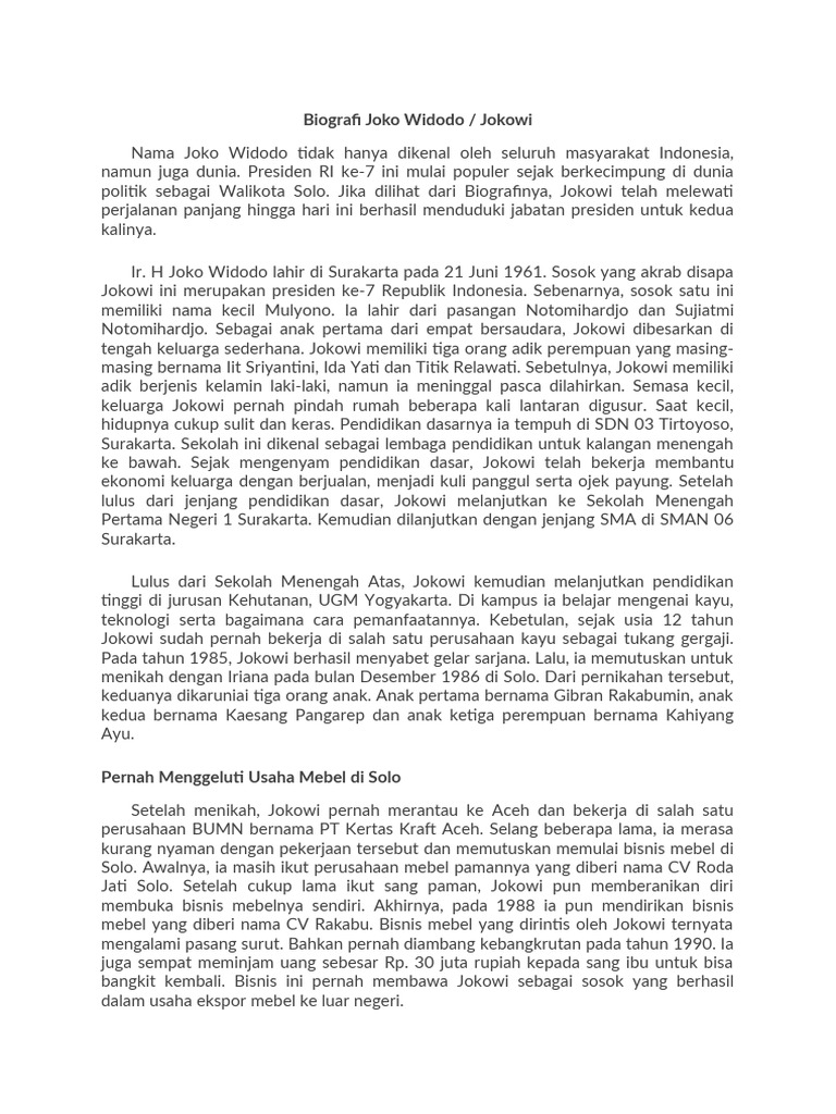 Biografi Joko Widodo | PDF | Politik