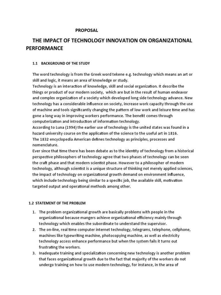 The Impact of Technology Innovation On Organizational Performance | PDF ...
