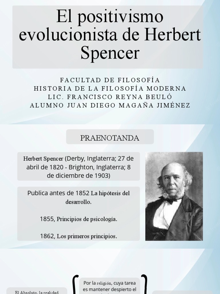 El Positivismo Evolucionista de Herbert Spencer | PDF