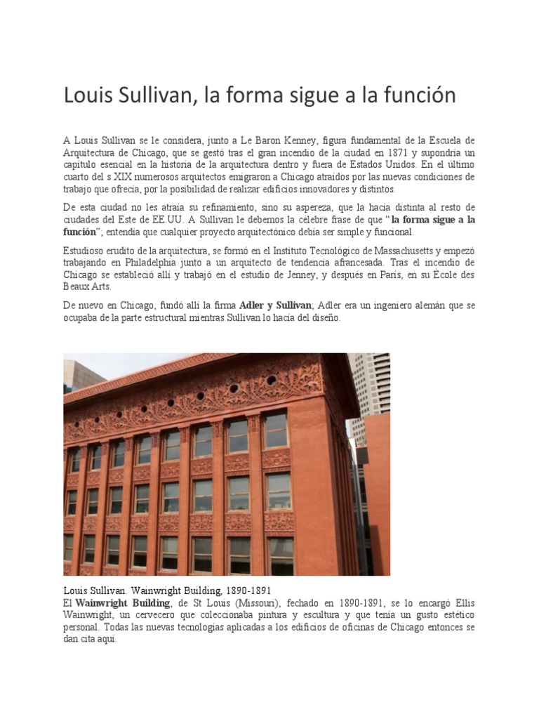 Louis Sullivan y el Wainwright Building | PDF | Diseño arquitectonico ...