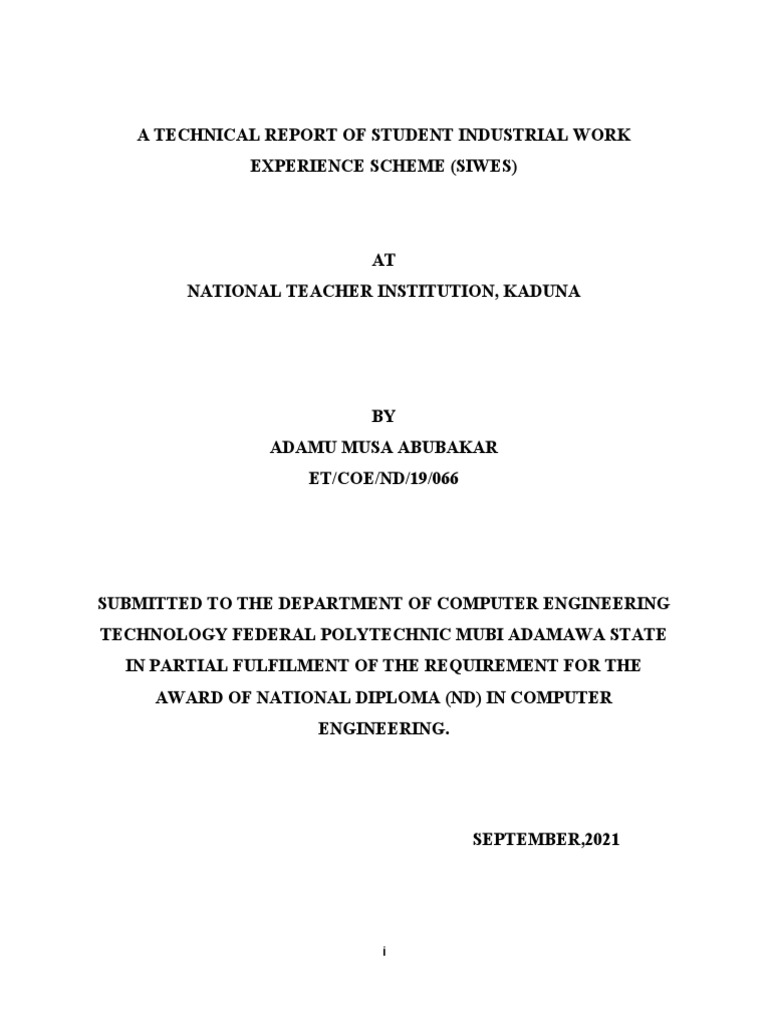 A Technical Report of Student Industrial Work Experience Schem12 | PDF ...