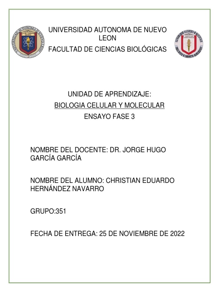 EV3 HNCE Biocel 351 PDF | PDF | Proteínas | Biología Celular)