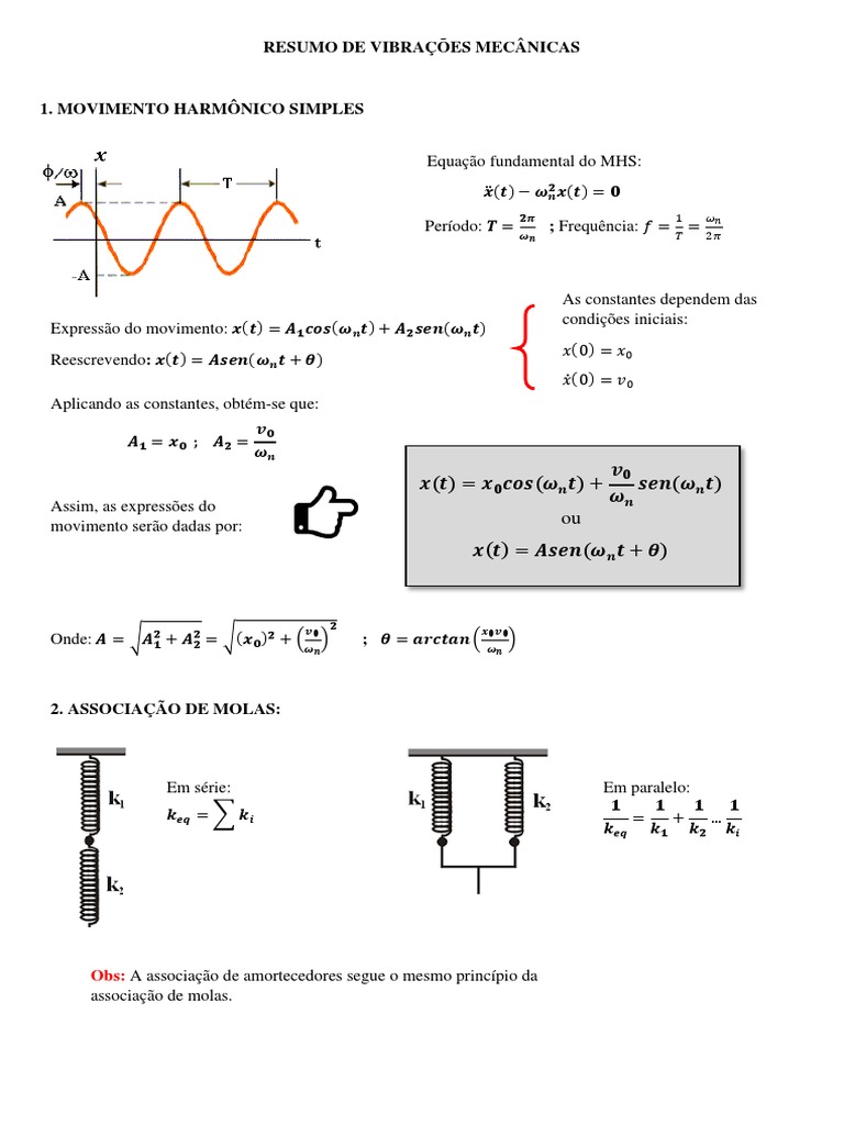 RESUMO DE VIBRAÇÕES MECÂNICAS | PDF | Engenharia Mecânica | Ciências ...