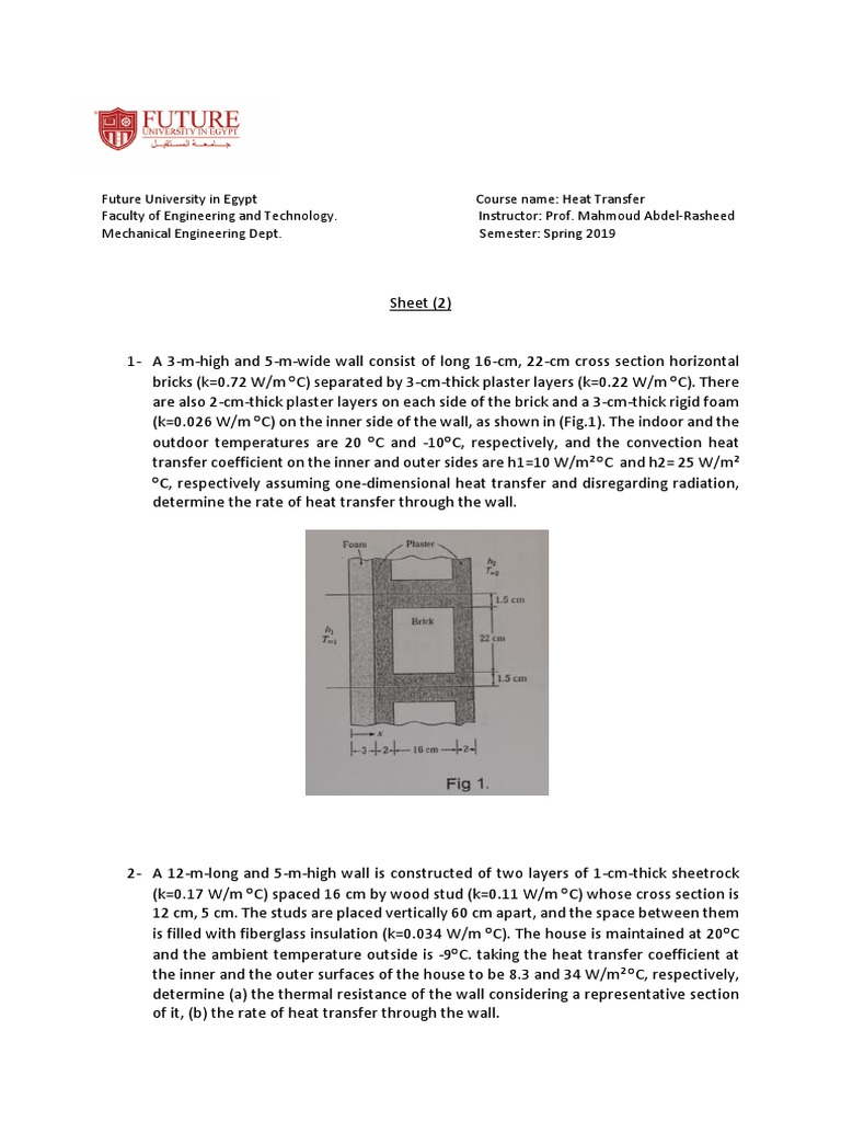 Heat Transfer Sheet (2) Course Name | PDF