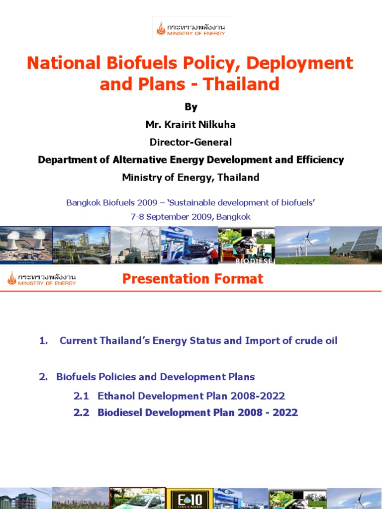 National Biofuels Policy, Deployment and Plans - Thailand | PDF ...
