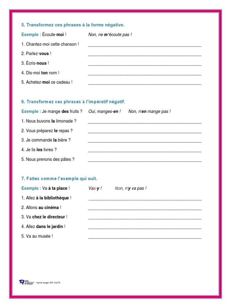 L'impératif Exercices Et Corrigé-06 | PDF