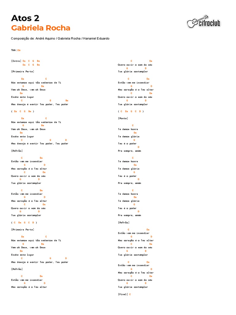 Cifra Club - Gabriela Rocha - Atos 2 | PDF