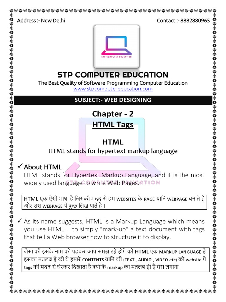 Chapter - 2 HTML Tagsr6 | PDF