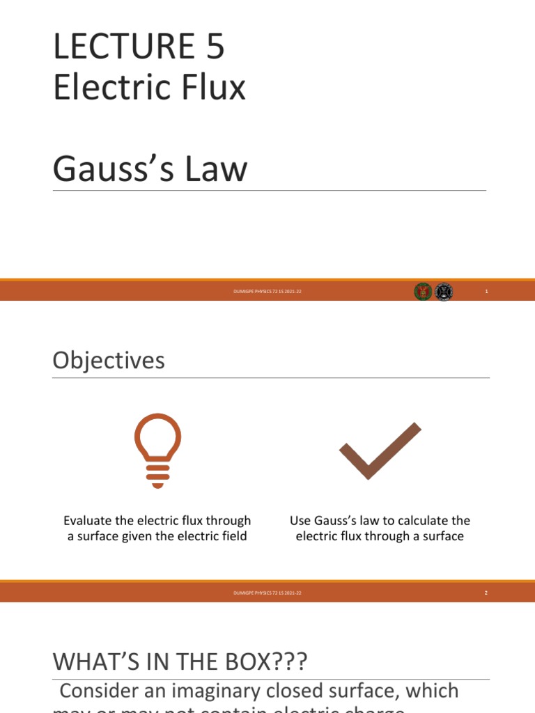 Lecture 05 Electric Flux | PDF | Flux | Sphere