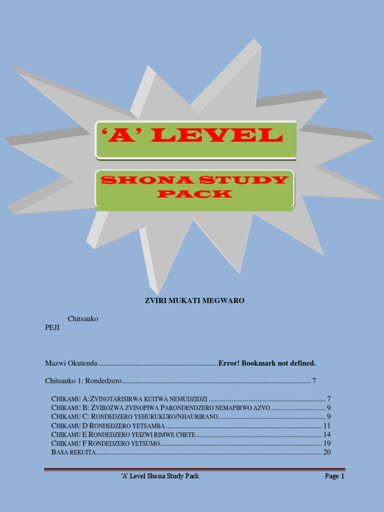 A Level Shona PDF | PDF