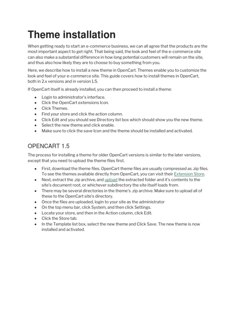 Theme Installation: Opencart 1.5 | PDF | Computer File | Payments