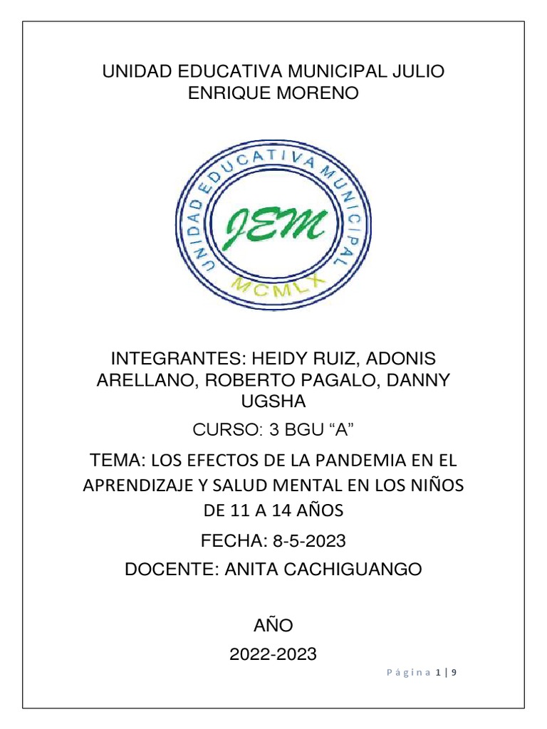 Proyecto de Investigación | PDF | Salud mental | Aprendizaje