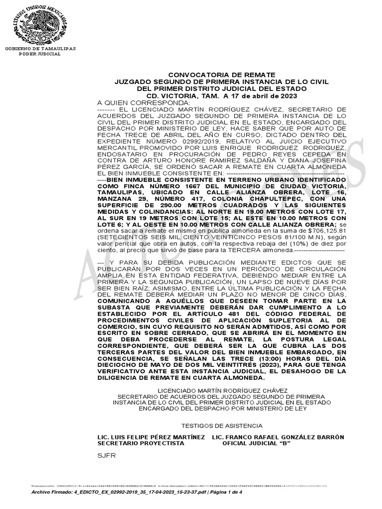 4 Edicto Ex 02992-2019 35 17-04-2023 15-23-37 Fe PDF | PDF ...