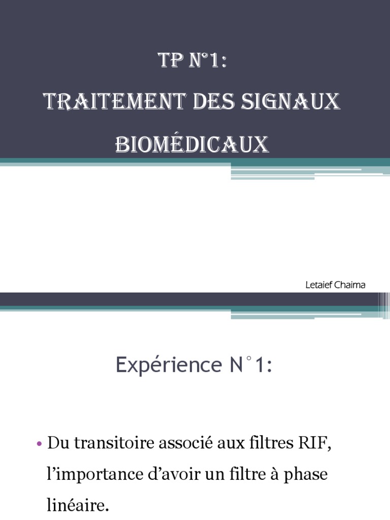 Filtrage des Signaux Biomédicaux | PDF | Filtre (électronique ...