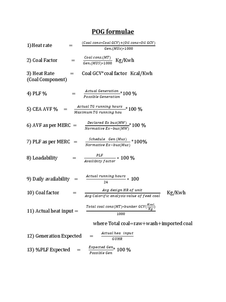 POG Formulae PDF | PDF