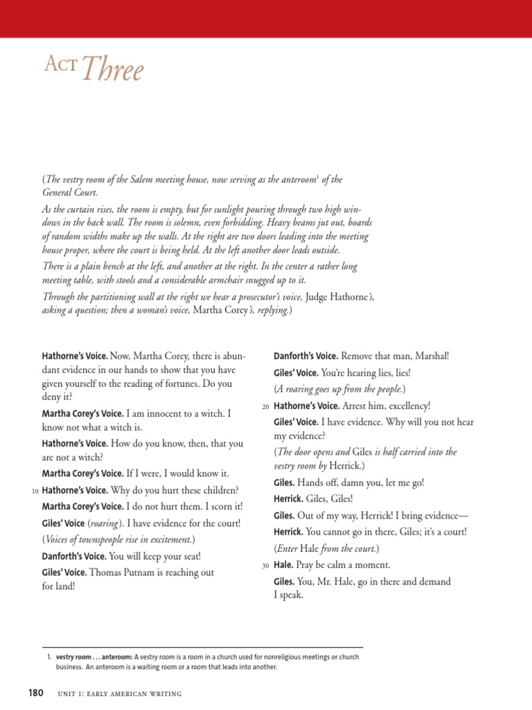 Act 3 Courtroom Drama in The Crucible | PDF