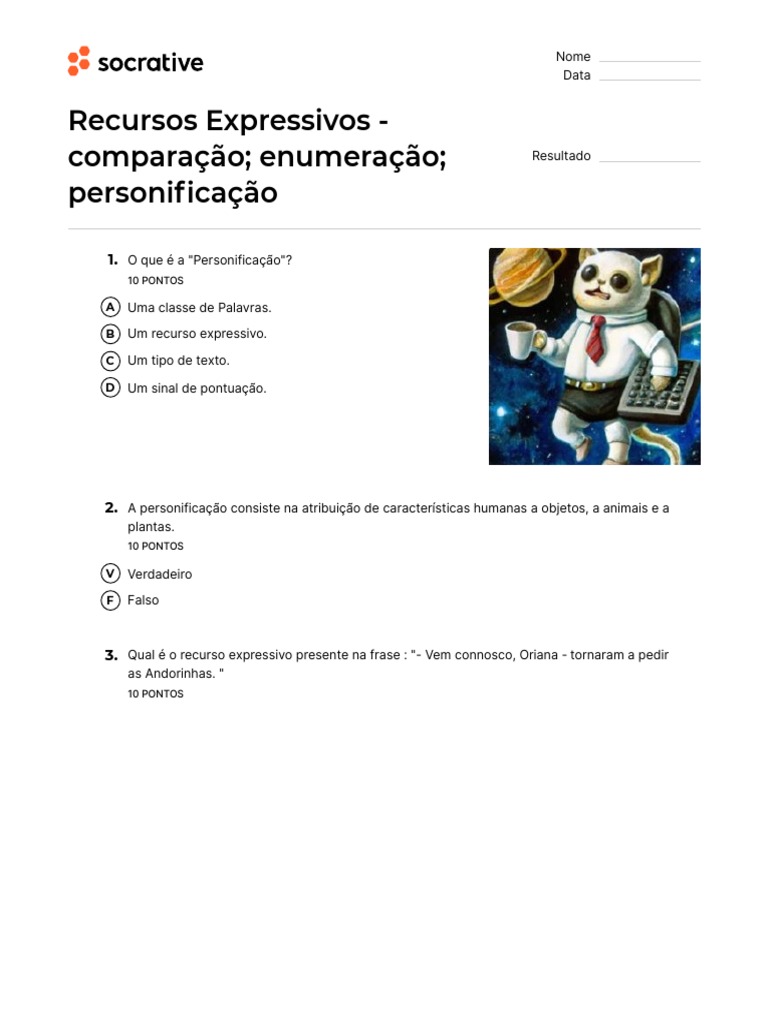 Recursos Expressivos: Personificação e Enumeração | PDF