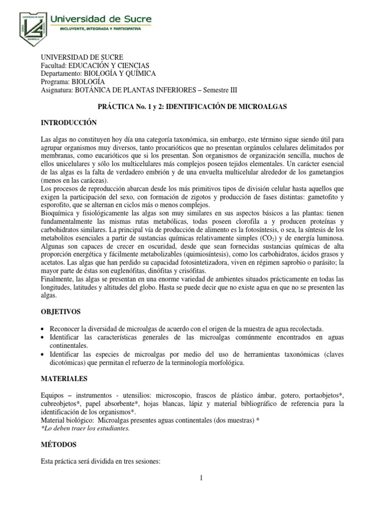 1-2. Guía Microalgas | PDF | Plantas | Naturaleza