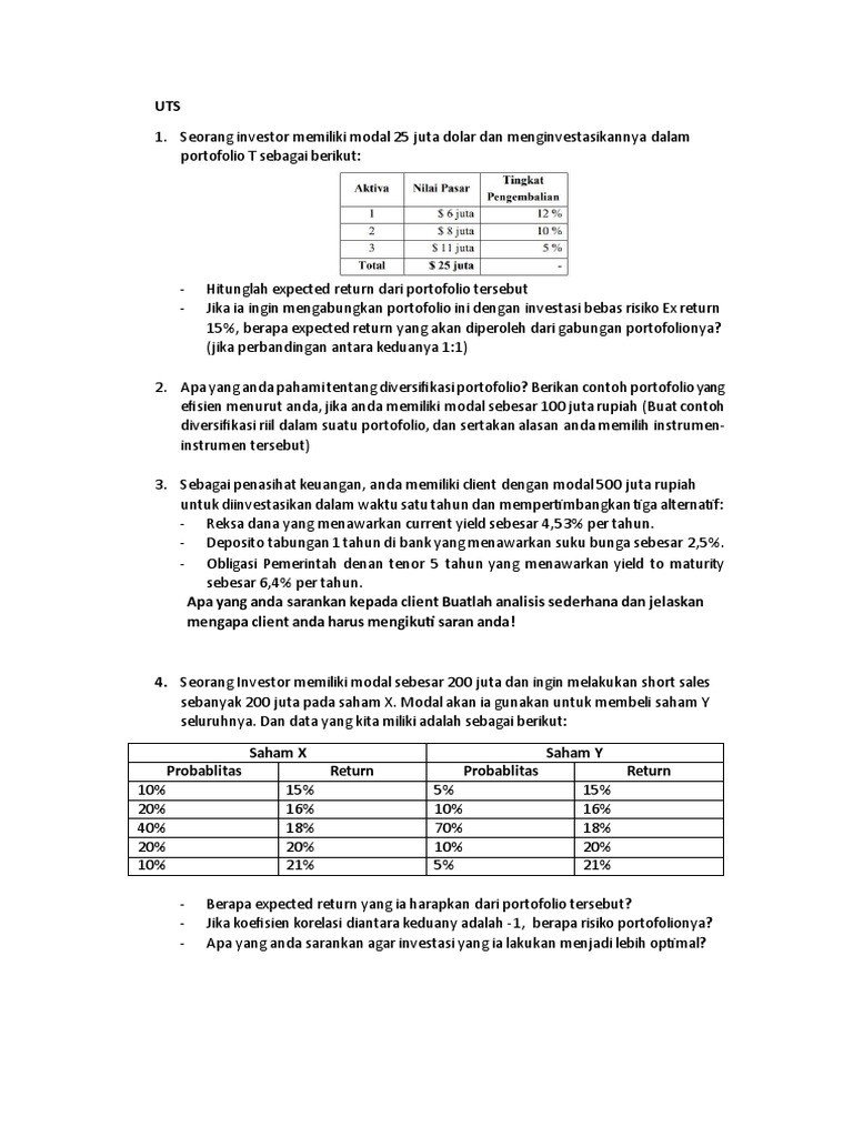 Contoh Portofolio Investasi Efisien | PDF