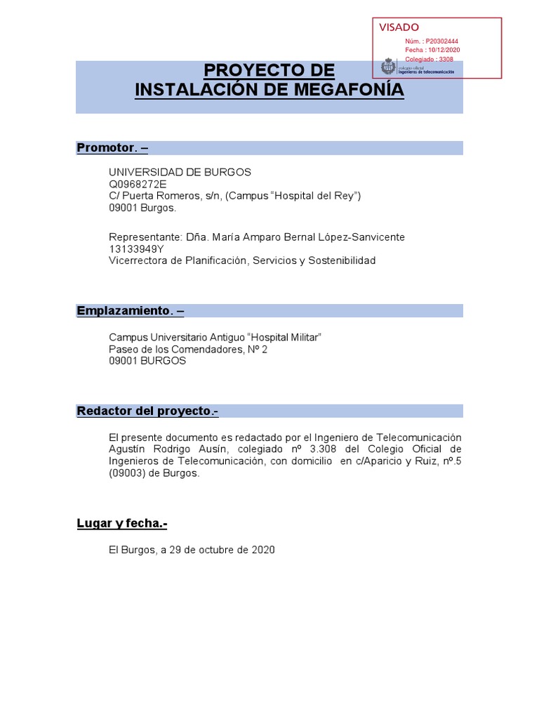 UBU 2021 0005 Proyecto Obra | PDF | Altoparlante | Producción de sonido