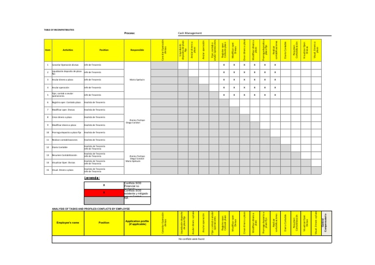 Matriz SOD Funcional - Administración de Tesoreria | PDF