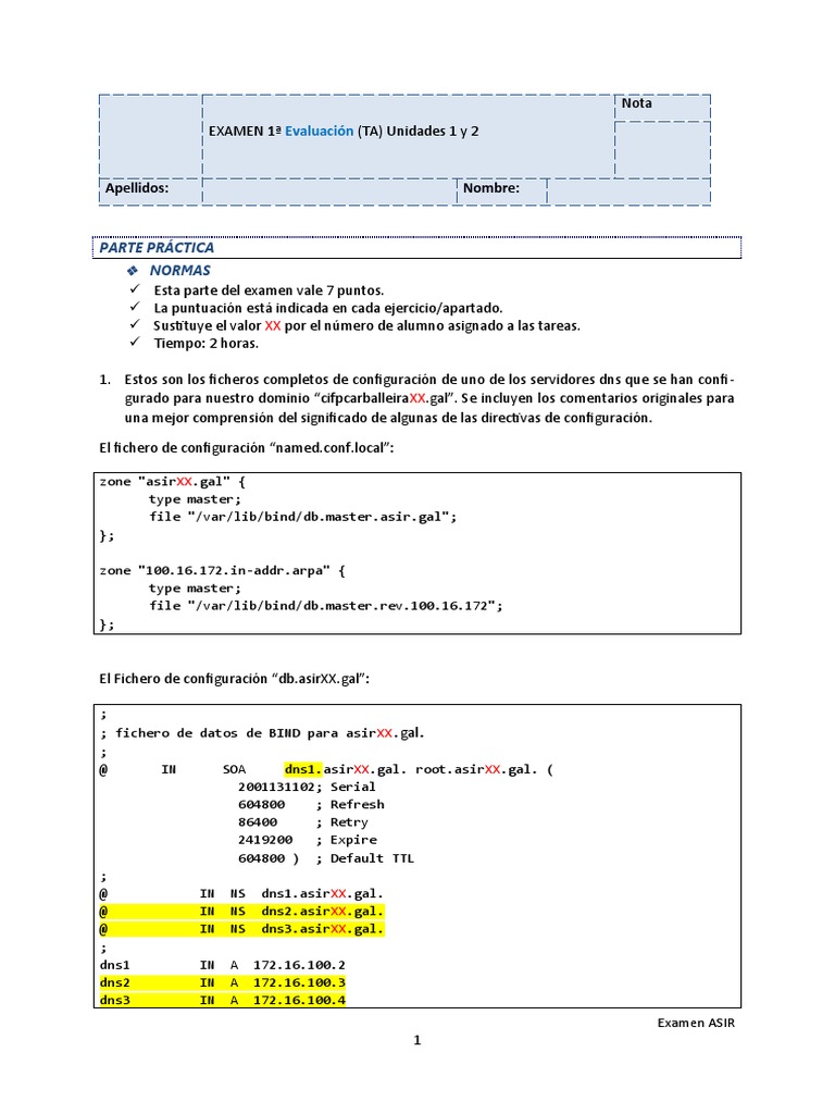 Examen UD1-2 Practica SOL Alumnos - ASIR-SRI | PDF | sistema de nombres de dominio | Ciencias de ...