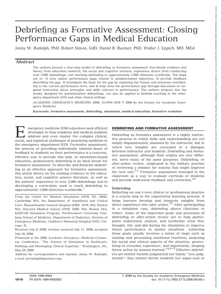 Academic Emergency Medicine - 2008 - Rudolph - Debriefing As Formative Assessment Closing ...