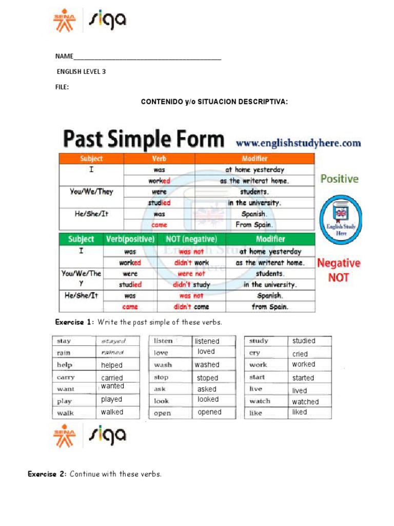 Past Simple Nivel 3 | PDF