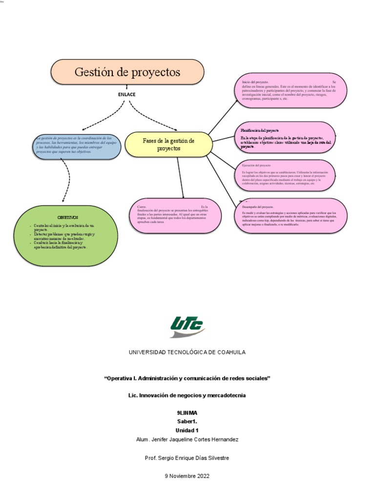 Mapa Conceptual Pdf Gestión De Proyectos Planificación