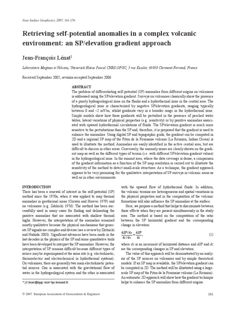 Retrieving Self-Potential Anomalies in A Complex Volcanic-Lenat | PDF ...