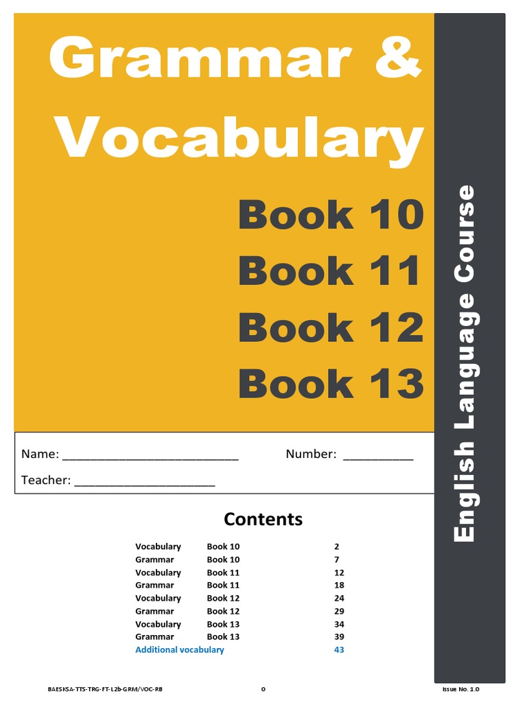 Supplementary Grammar - Vocabulary Book 10 - 11 - 12 - 13 | PDF