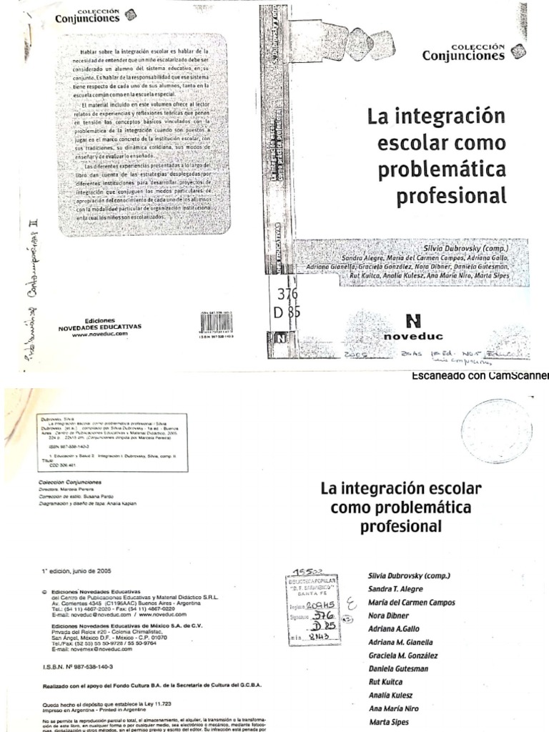 La Integracion Escolar Como Practica Profesional. Dubrovsky Comp | PDF