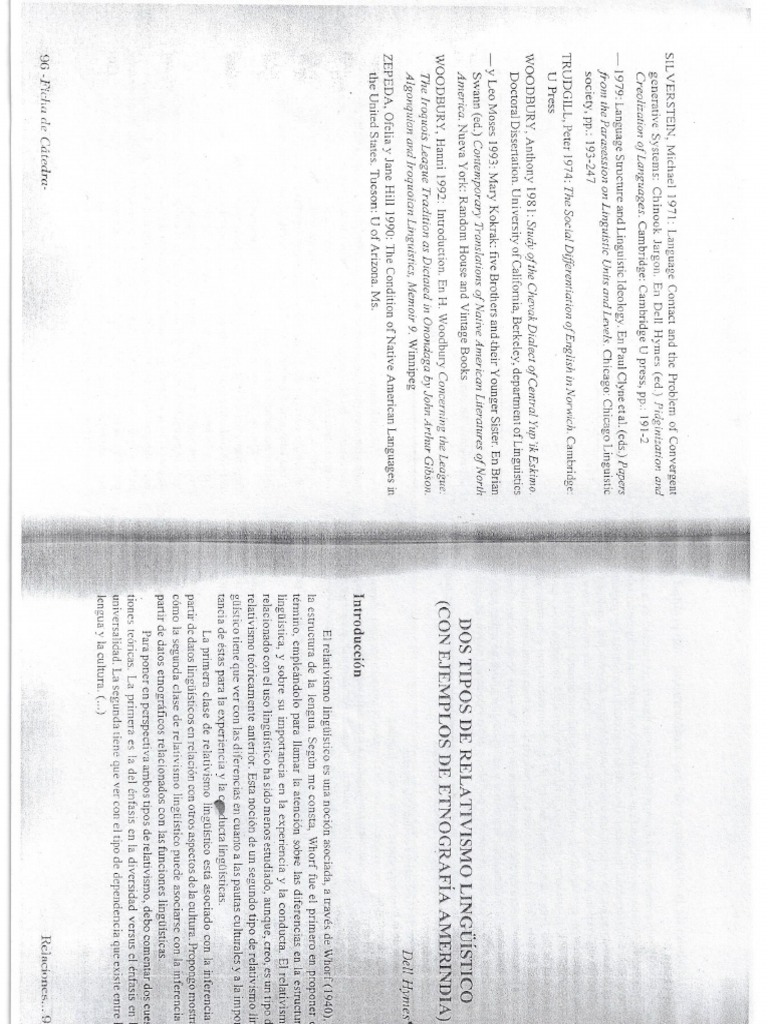 Hymes-Dos Tipos de Reltivismo Lingüístico PDF | PDF