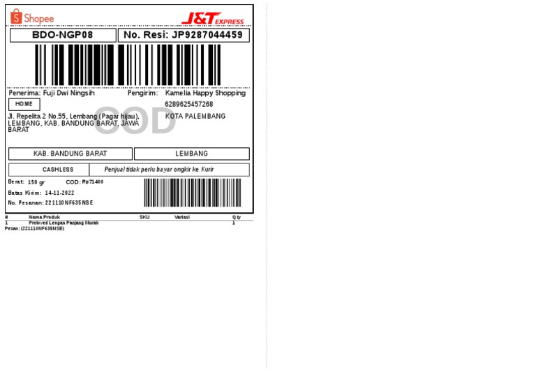 Label Pengiriman-1 | PDF