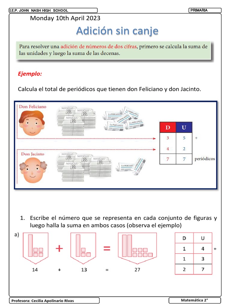TEMA 05 ADICIÓN SIN CANJE | PDF