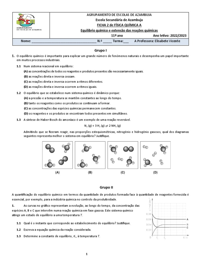 Ficha 2 - Química | PDF | Equilíbrio químico | Química