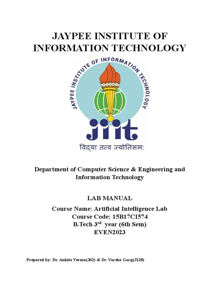 Lab Manual 15B17CI574 Artificial Intelligence Lab PDF | PDF | Applied ...