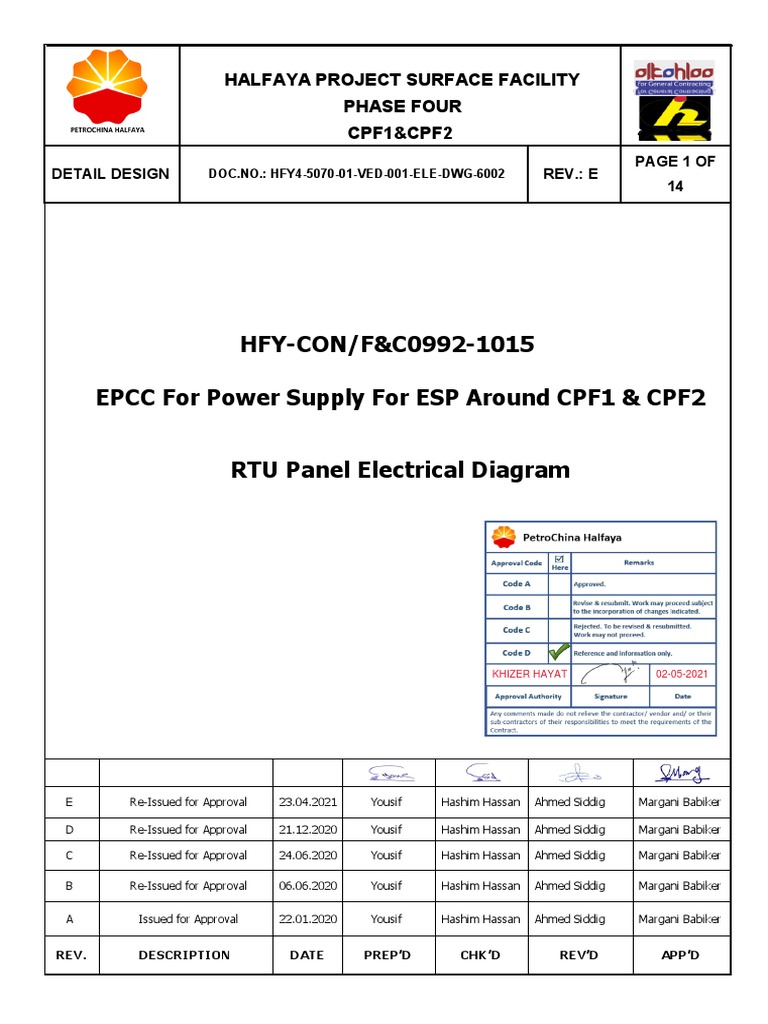 HFY4-5070-01-VED-001-ELE-DWG-6002 - E-RTU Panel Electrical Diagram-Code D PDF | PDF ...