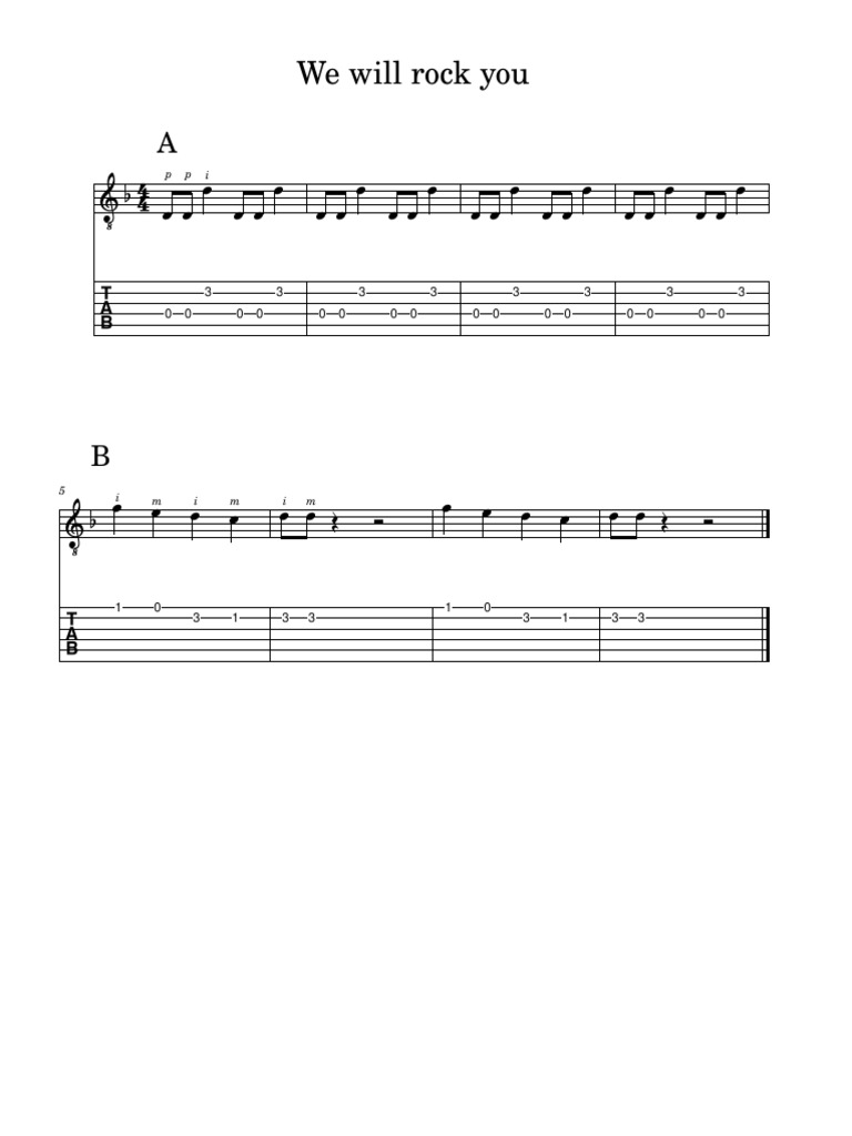 We Will Rock You Chords and Tabs | PDF