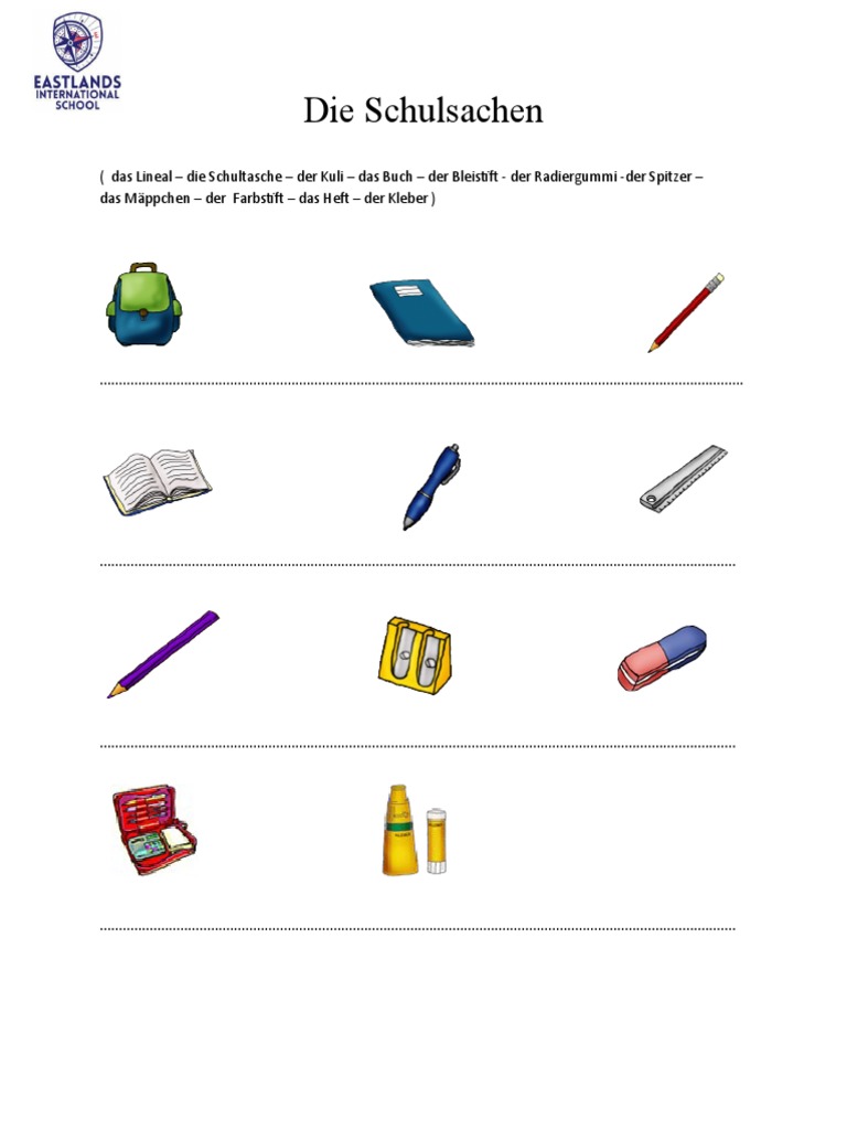 Die Schulsachen (Worksheet) | PDF