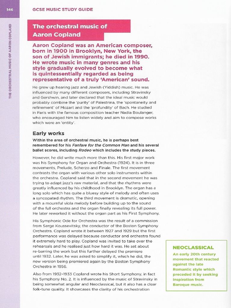 GCSE AoS 4 - Aaron Copland PDF | PDF
