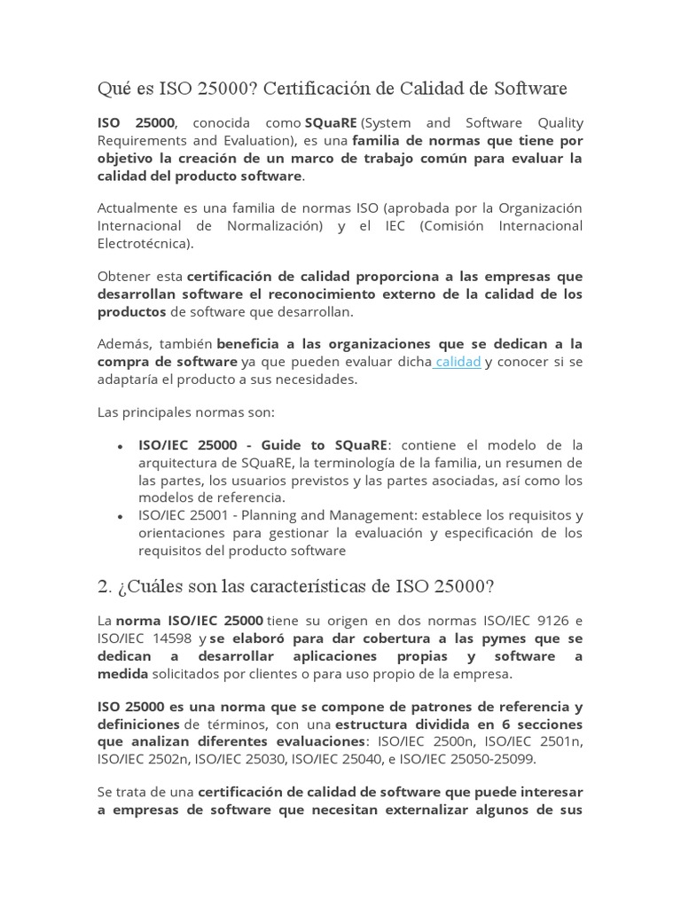 Qué Es ISO 25000 | PDF