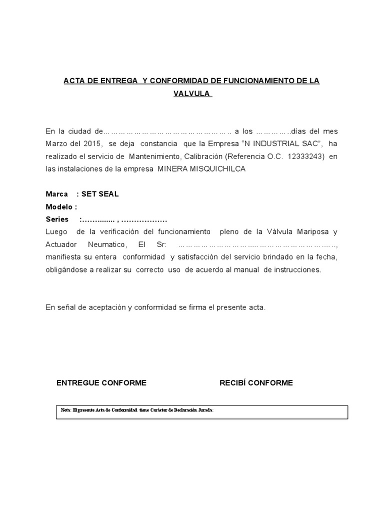 Acta de Conformidad | PDF