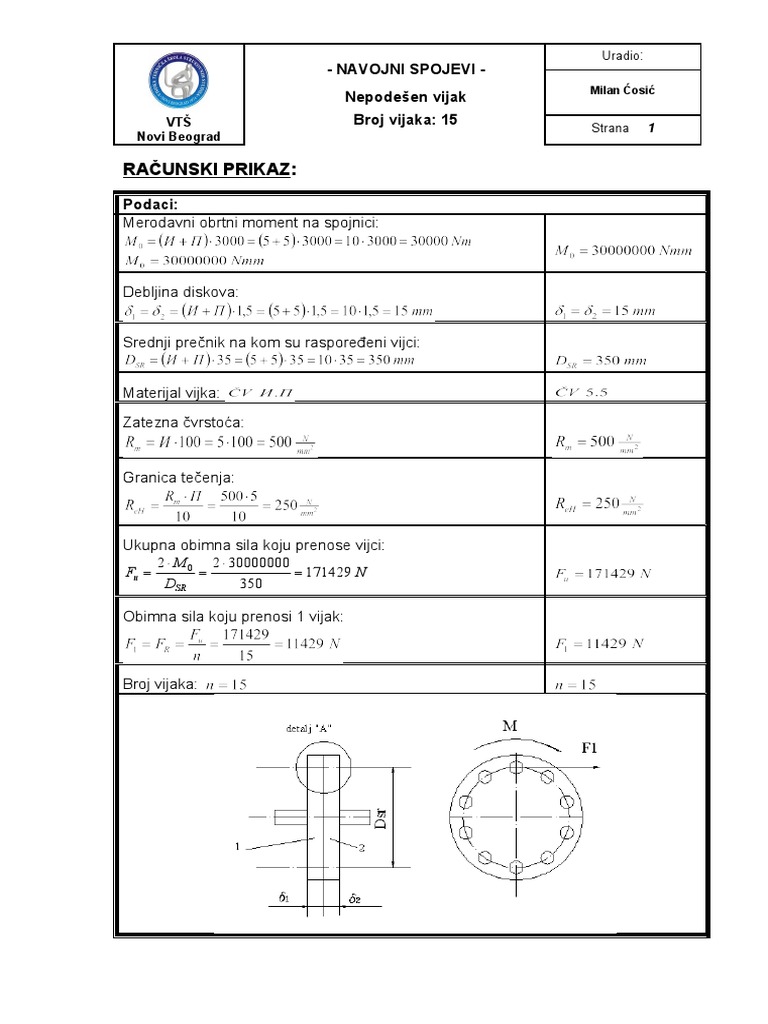 Seminarski Rad - Navojni Spojevi GG | PDF